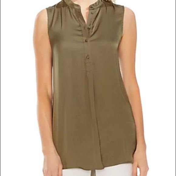 Vince Camuto | Tops | Vincecamuto Rumpled Sleeveless Henley Tunic ...